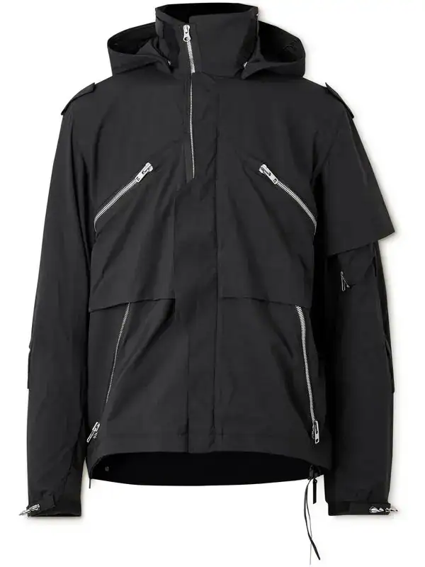 Acronym J1wb-E Spiked Nylon-Blend Hooded Jacket L - Black