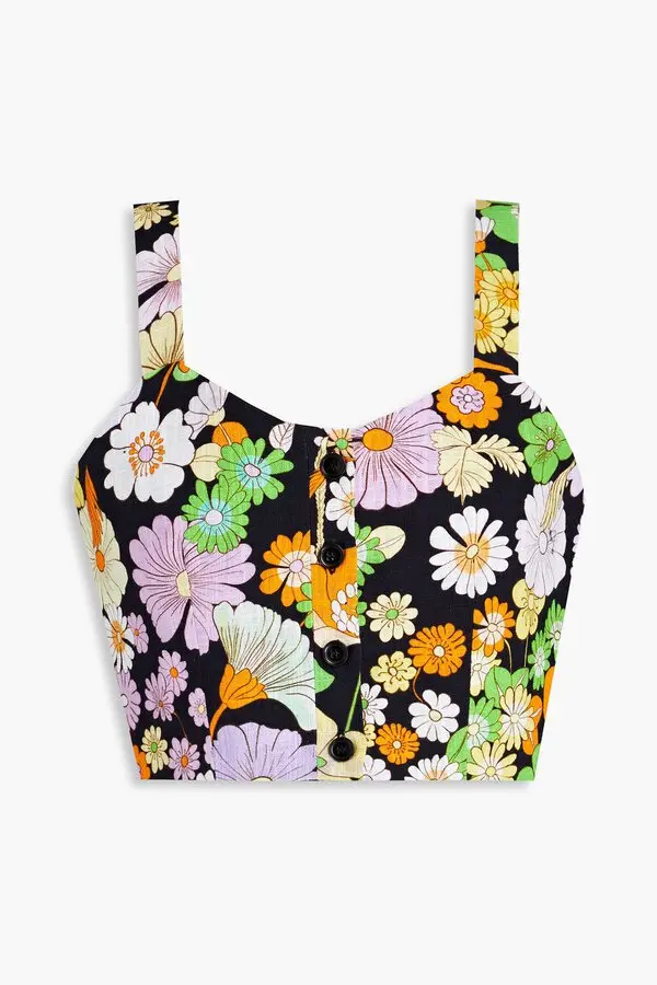 Maje Cropped Floral-print Top