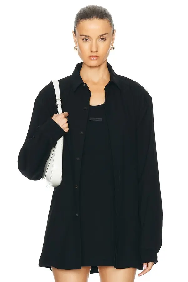 Fear Of God Half Placket Shirt - Black