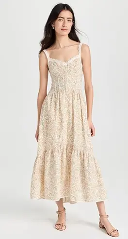 Astr The Label Yamila Floral Print Midi Dress In Peachy Green - 40% Off |  Editorialist