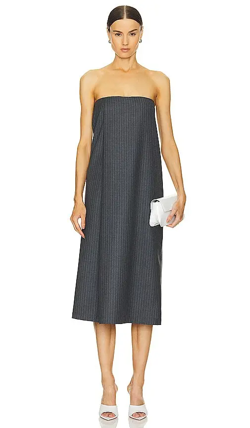 Buy Gauge81 Sidi Pinstripe Midi Dress Smoke At 80% Off