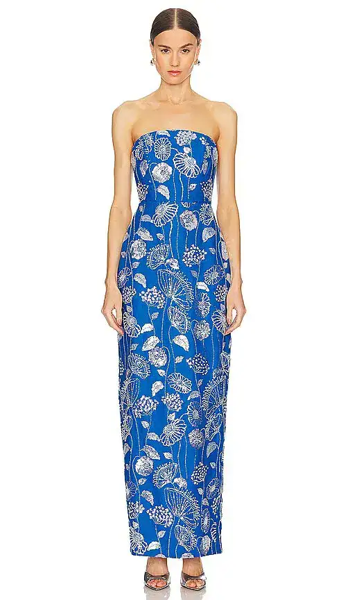 Milly Sequin Embellished Linen Dress In Blue & White - 30% Off |  Editorialist