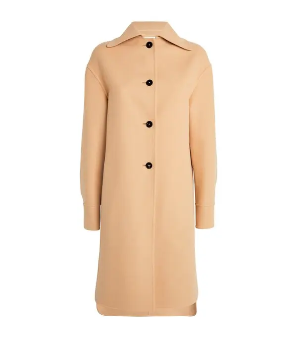 JIL SANDER Virgin Wool Tailored Coat - Brown