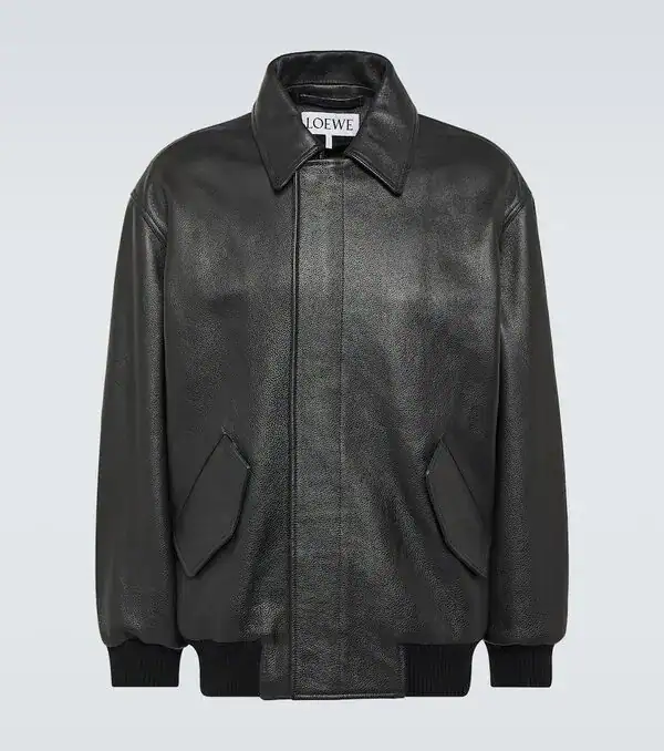 Loewe Leather Bomber Jacket In Black - 40% Off | Editorialist
