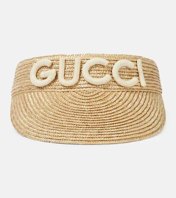 Gucci Stella Straw Visor - Beige | Editorialist