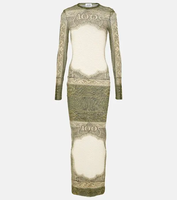 Jean Paul Gaultier Printed Mesh Maxi Dress
