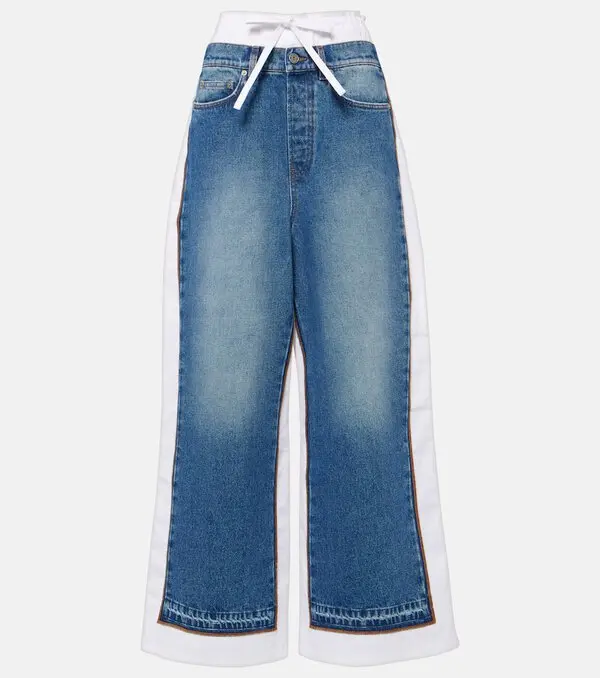 Jean Paul Gaultier Paneled Mid-rise Wide-leg Jeans - Blue