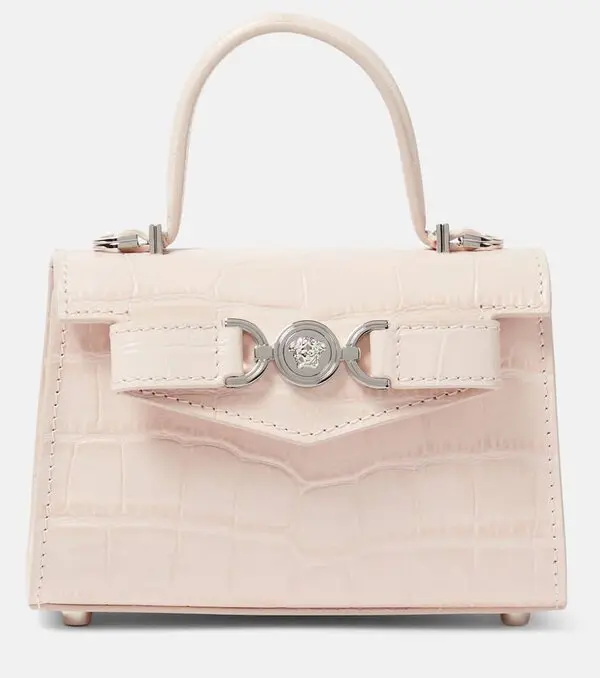 Versace Medusa '95 Mini Croc-Effect Leather Tote Bag In Pink 40