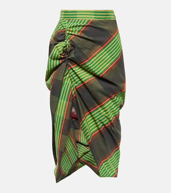 VIVIENNE WESTWOOD Side Panther Plaid Midi Skirt - Multicoloured