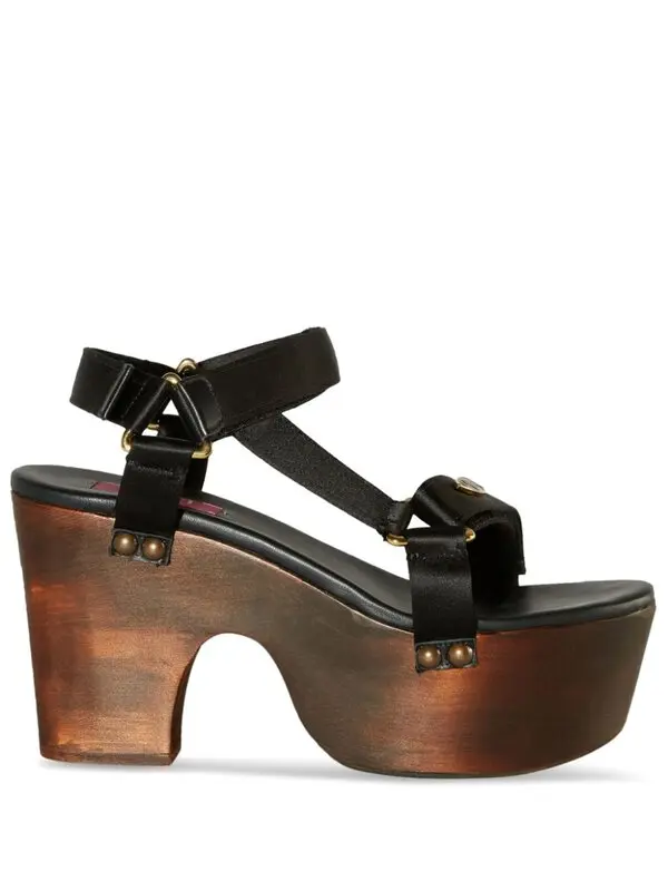 Emilio Pucci 90mm Crush Logo-plaque Wedge Sandals - Black