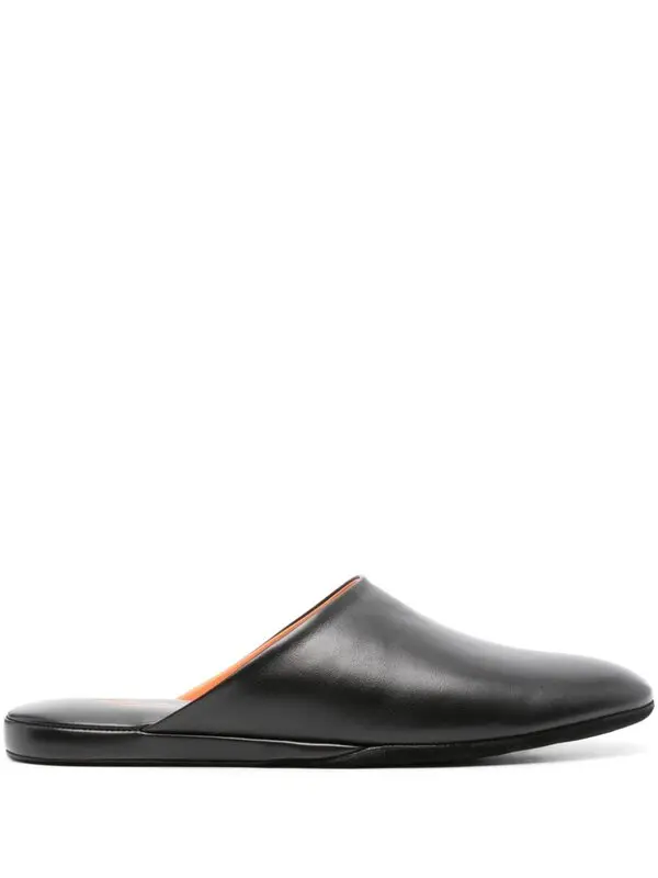 Santoni Smooth Leather Slippers