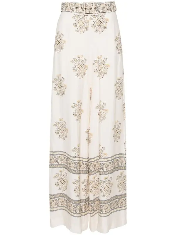 Zimmermann Utility Dot Lemon Print Wide Leg Trousers