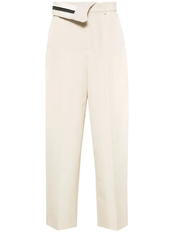 Fendi Foldover Waist Gabardine Trousers - Neutrals