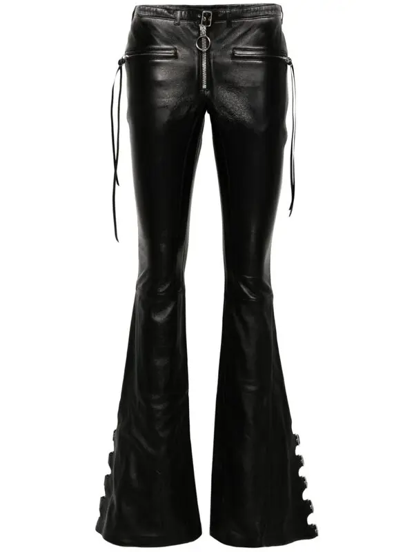 COURREGES Mid-rise Bootcut Leather Trousers