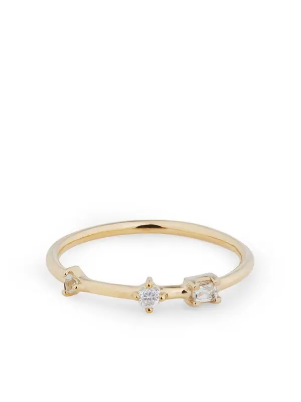 OTIUMBERG 9kt Yellow Three Stone Bamboo Ring