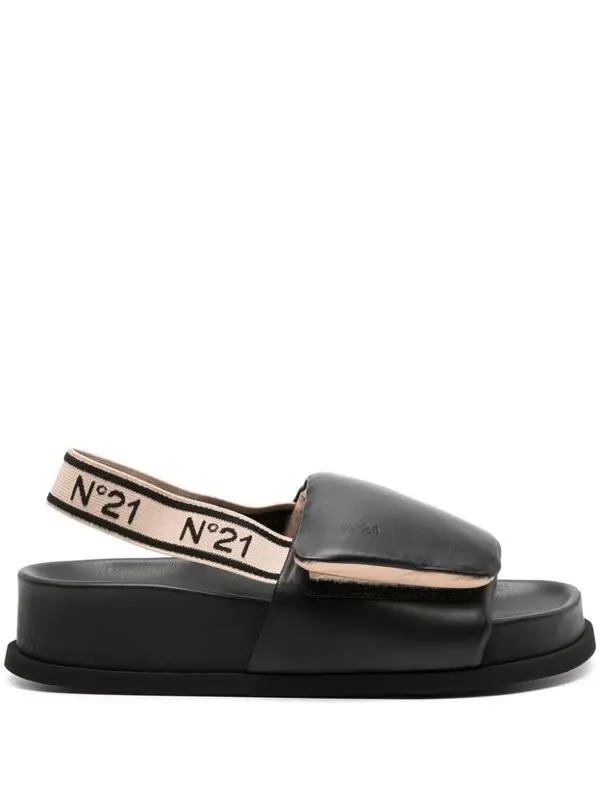 N°21 Logo-debossed Slingback Sandals - Black