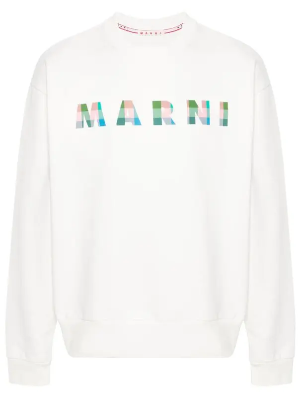 Marni Logo-print Cotton Sweatshirt - Neutrals