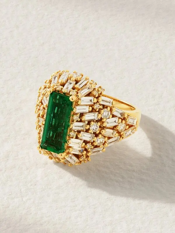 SUZANNE KALAN 18-karat Diamond And Emerald Ring