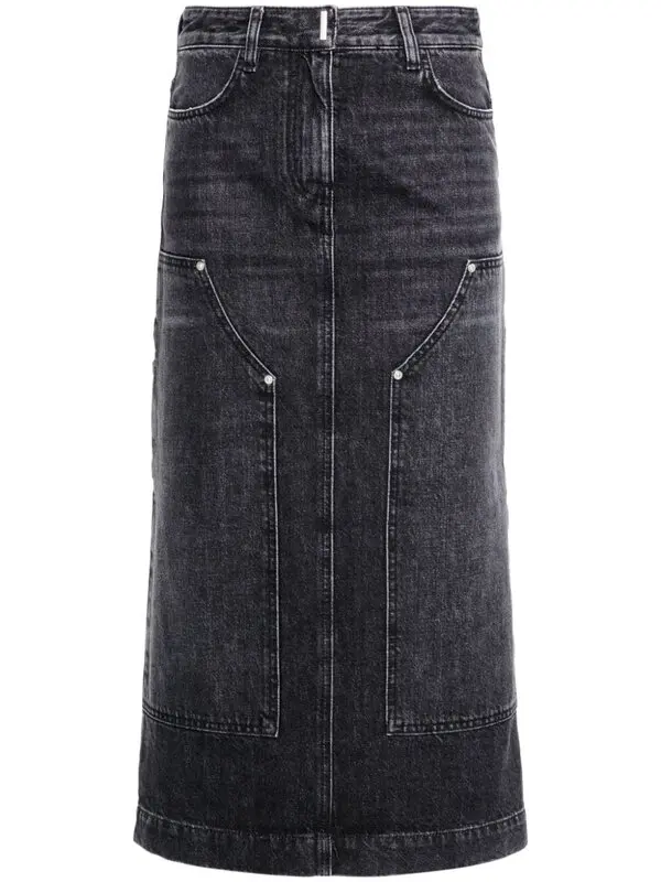 Givenchy High-rise Denim Midi Skirt