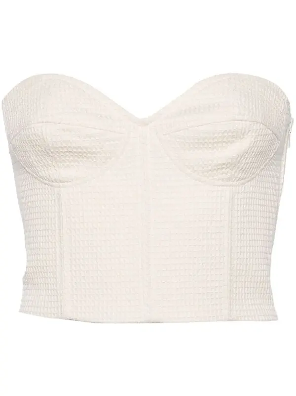 FORTE_FORTE Sweetheart-neck Crop Top - Neutrals