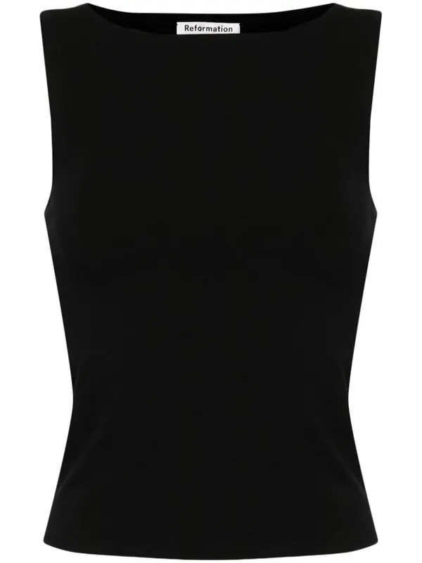 REFORMATION Dusk Boat-neck Top - Black