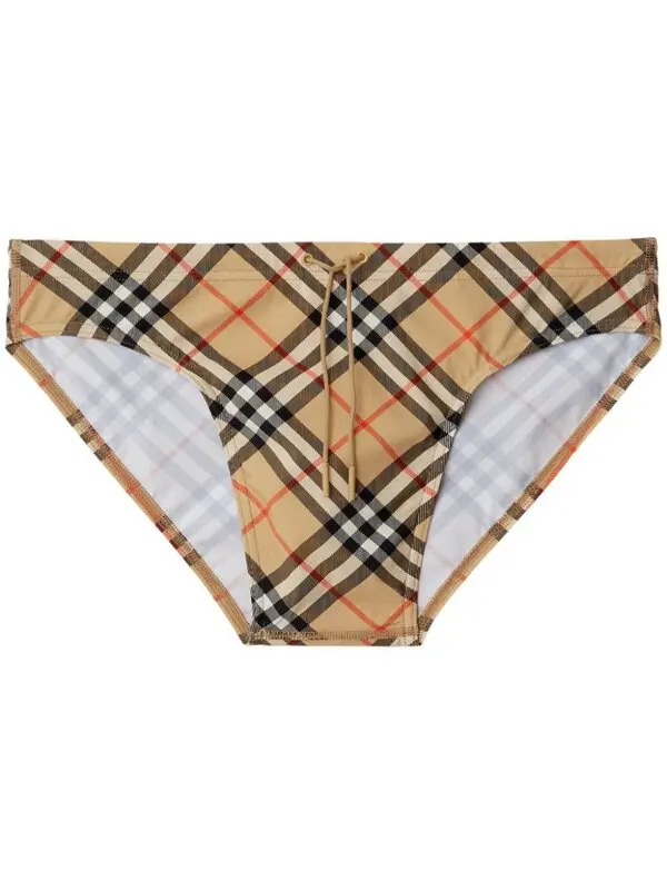 Burberry Check Swim Shorts - Neutrals