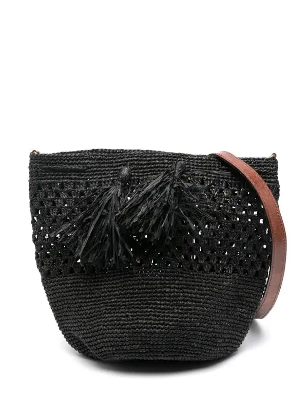 IBELIV Haingo Raffia Bucket Bag - Black