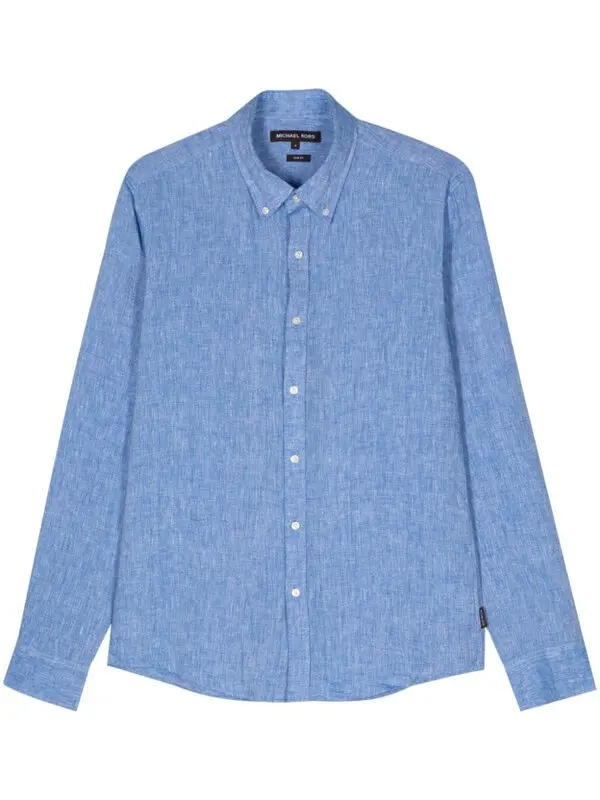 Michael Kors Slub-texture Linen Shirt - Blue