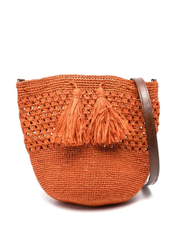 IBELIV Haingo Raffia Bucket Bag - Orange