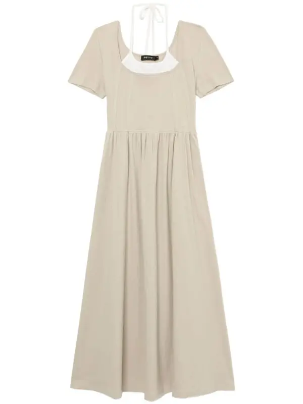TOUT A COUP Layered Halterneck Midi Dress - Neutrals