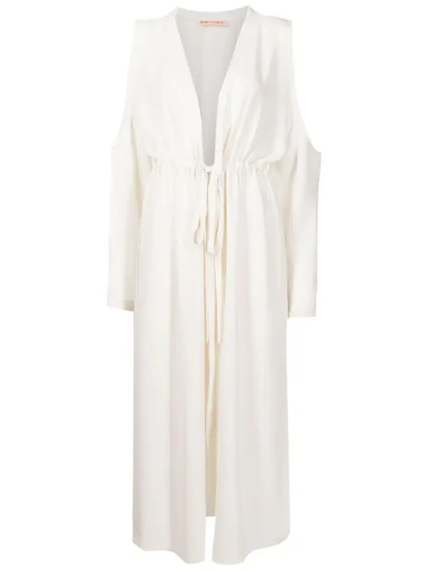 OLYMPIAH Jussi Cold-shoulder Midi Dress - White