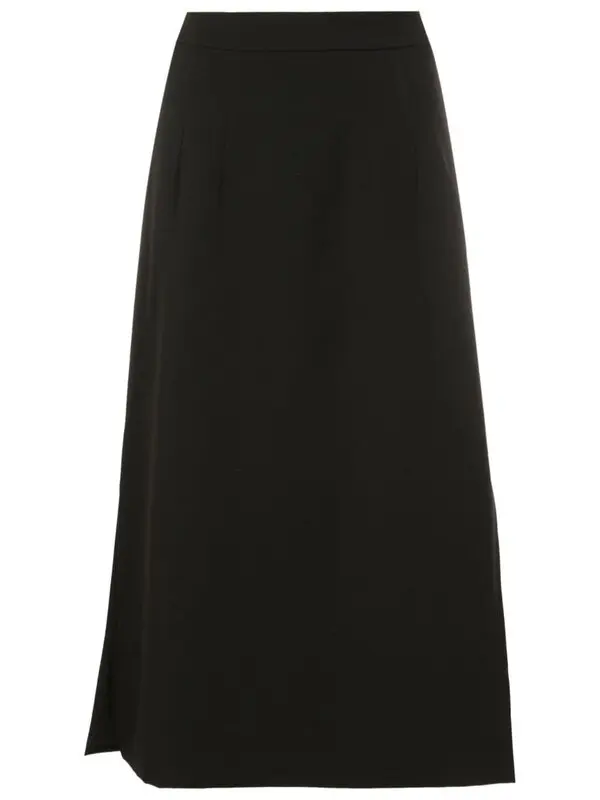 OLYMPIAH Fenda Side-slit Midi Skirt - Black