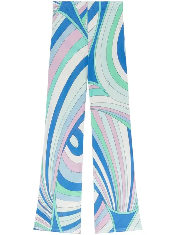 Emilio Pucci Iride-print Flared Trousers - Blue