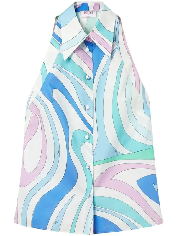 Emilio Pucci Marmo-print Sleeveless Shirt