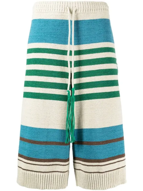 CRAIG GREEN Striped Ribbed-knit Shorts