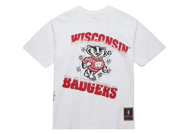 TRAVIS SCOTT X Mitchell & Ness Wisconsin Badgers Handdrawn T-shirt - White