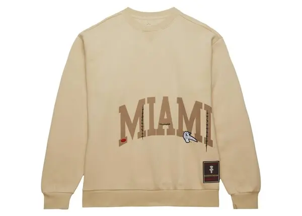 TRAVIS SCOTT X Mitchell & Ness Miami Hurricanes Pullover Sweatshirt - Tan