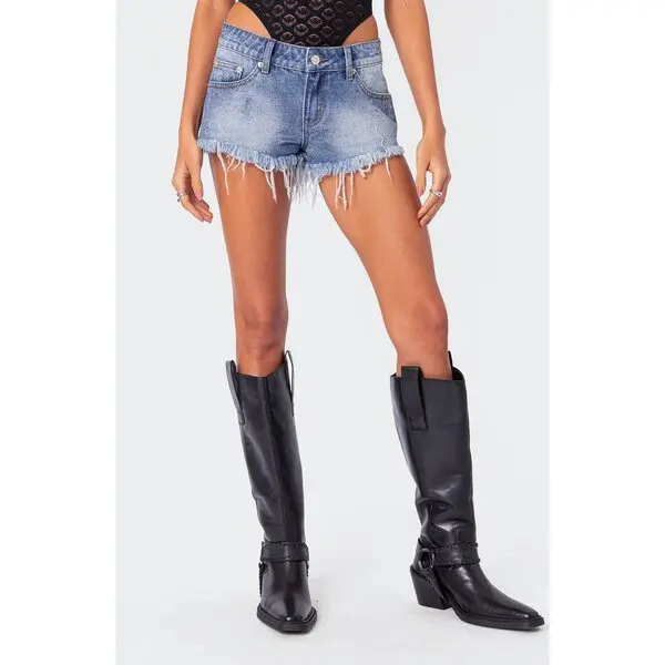 EDIKTED Erika Denim Cutoff Shorts