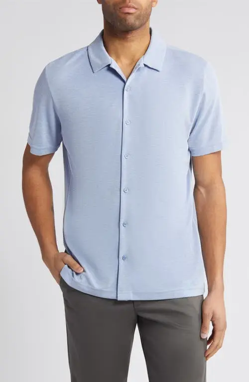 Johnston & Murphy Bird's Eye Short Sleeve Knit Button-up Shirt