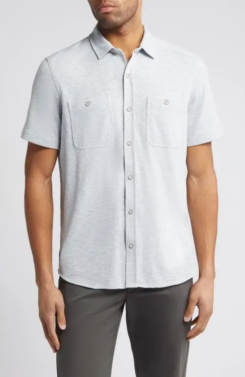 Johnston & Murphy Short Sleeve Slub Knit Button-up Shirt