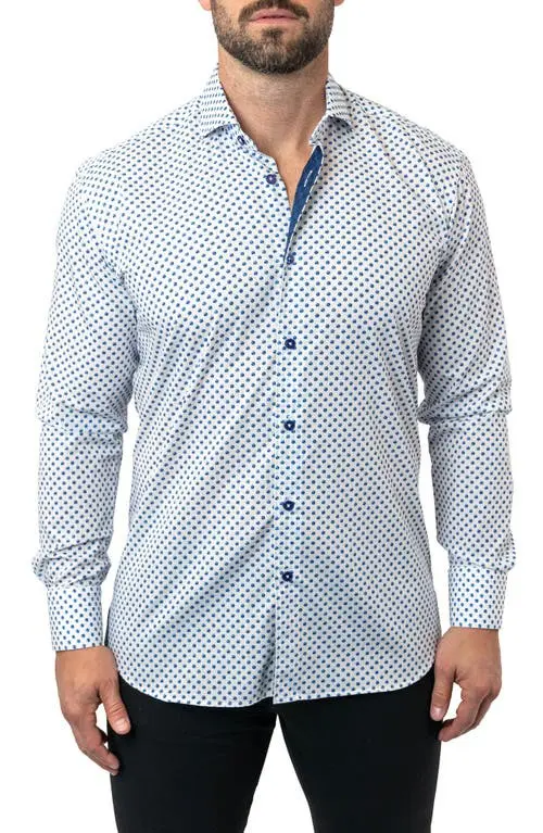 MACEOO Einstein Dot Print Contemporary Fit Button-up Shirt
