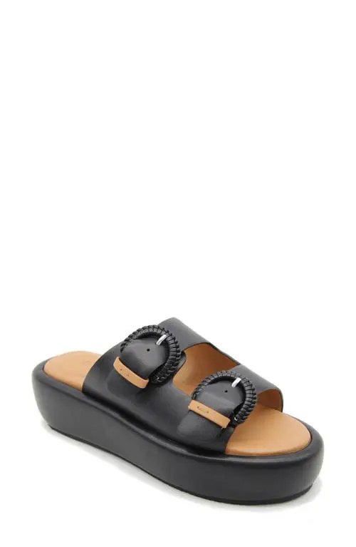 Gentle Souls By Kenneth Cole Theresa Platform Slide Sandal - Black Leather