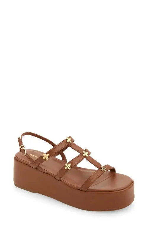 Larroude Harmony Platform Sandal In Caramel 70% Off Editorialist