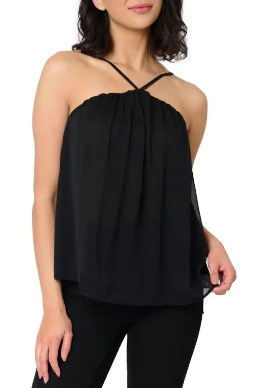 GIBSONLOOK Halter Neck Chiffon Tank Top - Black
