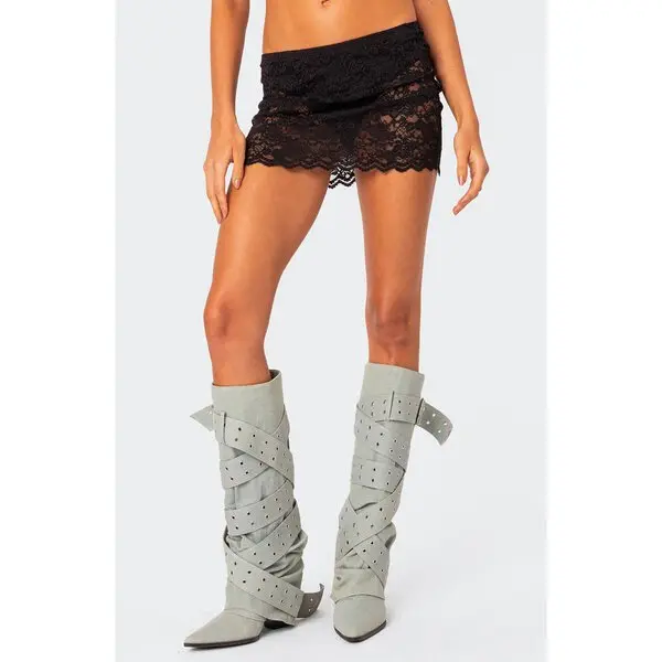 EDIKTED Kaylie Sheer Lace Mini Skirt