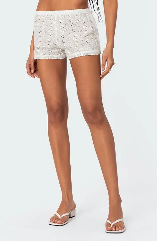 EDIKTED Jael Cotton Eyelet Shorts