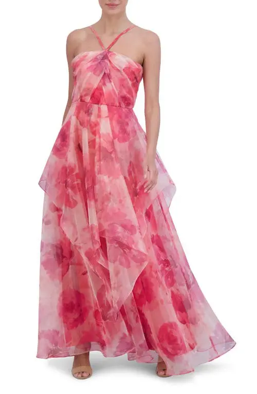 Eliza J Floral A-line Chiffon Gown