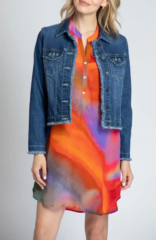 APNY Frayed Denim Trucker Jacket - Indigo