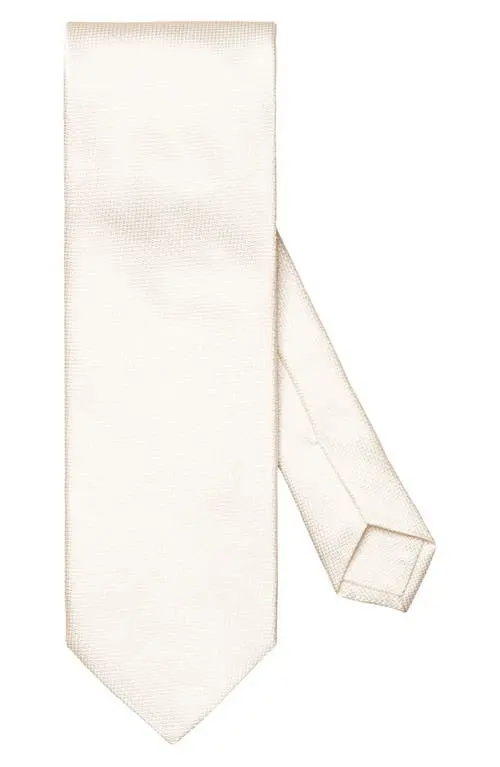 Eton Solid Herringbone Silk Neck Tie - Natural