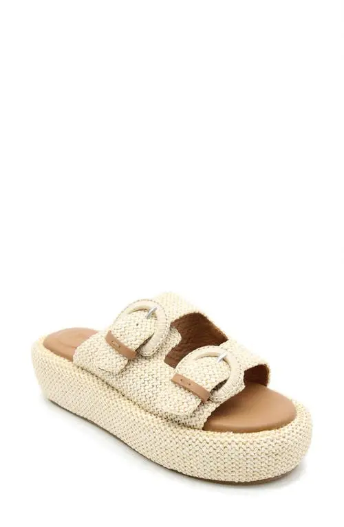 Gentle Souls By Kenneth Cole Theresa Platform Slide Sandal - Natural Raffia